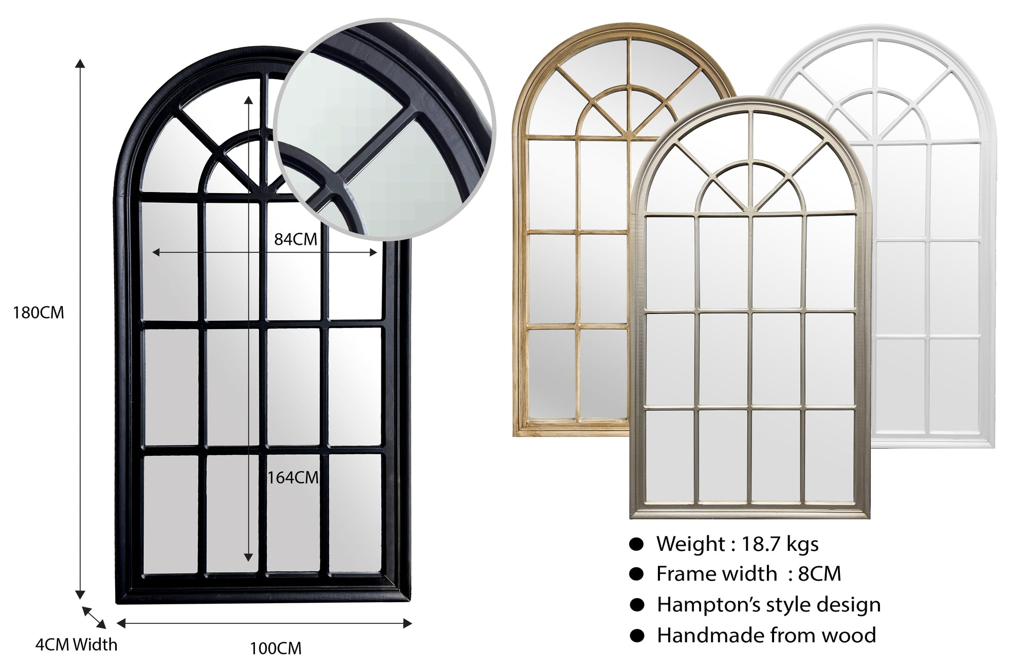 Hamptons Arch Window Style Mirrors Range - 4 Sizes Available – Elegant ...