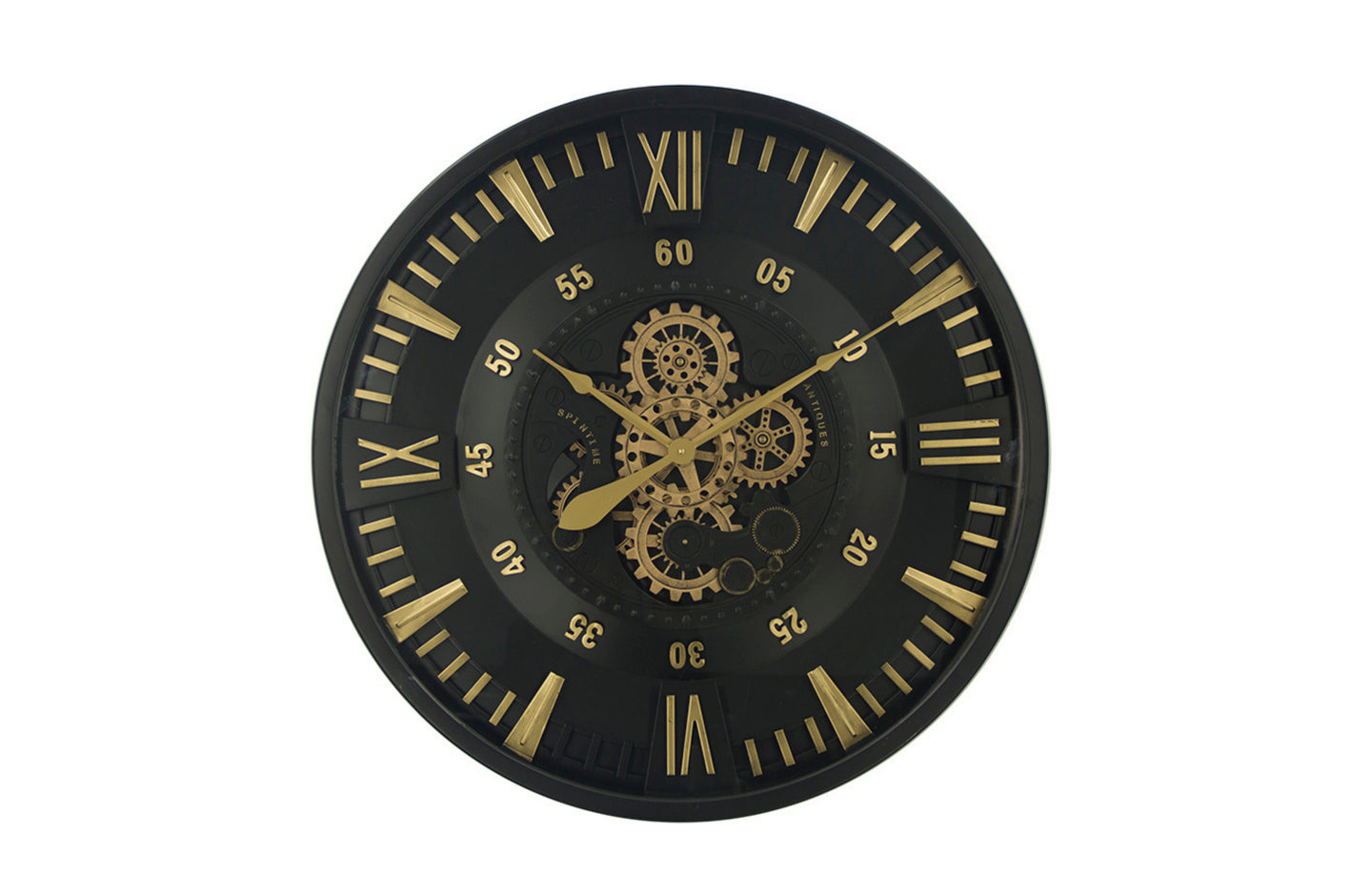 Brandon Oversized Mechanical Gear Wall Clock – Black & Gold – 80cm ...